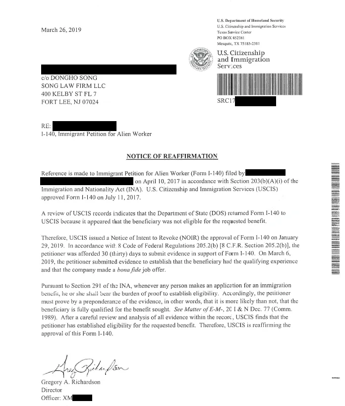 Reapproval Of The I 140 Petition From The USCIS After The Consulate